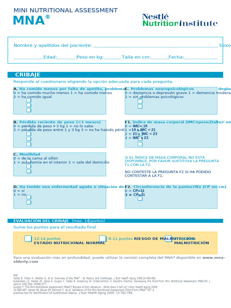 Mna Guide Spanish | PDF | Enfermedades y trastornos | Enfermedades y trastornos humanos
