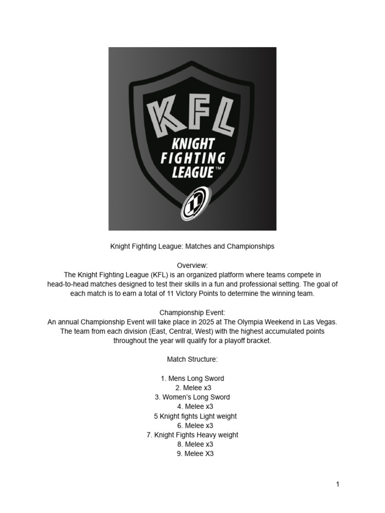 KFL Melee Match Structure and Rules | PDF | Sports Rules And ...