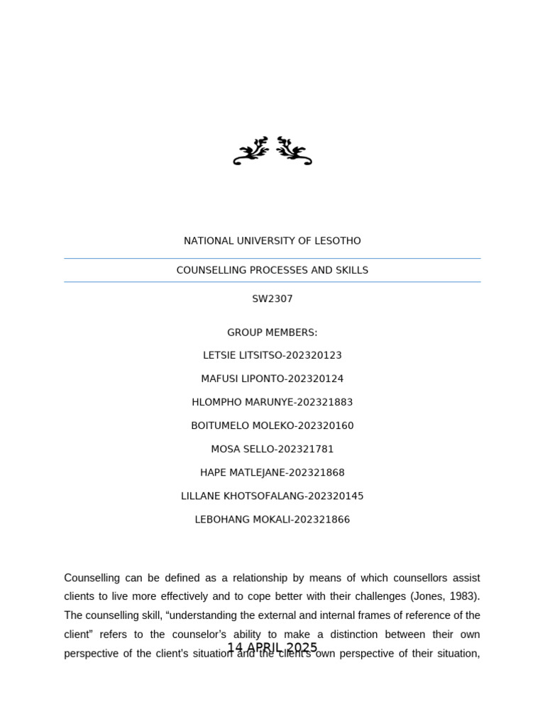 Understanding Client Frames in Counselling | PDF | Empathy | Feeling