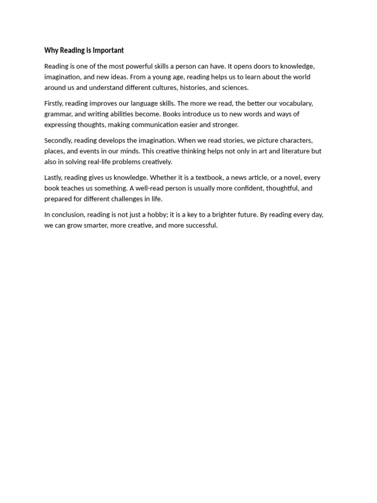 Why Reading Is Important | PDF