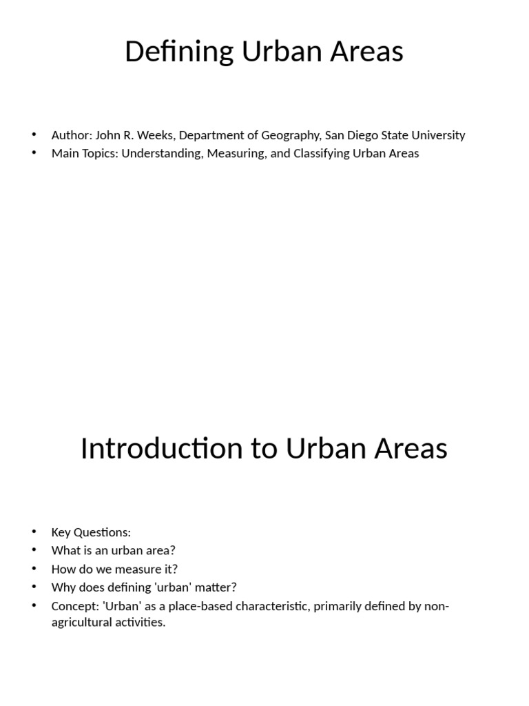 Defining Urban Areas and Characteristics | PDF | Urban Area | Natural ...
