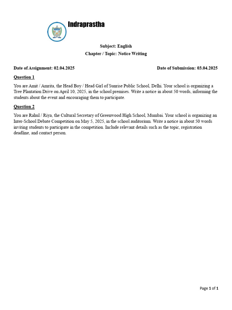 English Ix-Assignment-April 1 | PDF