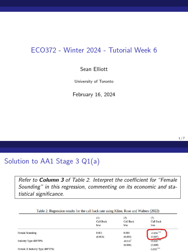 Week06_TutorialSlidesECO372 | PDF | Statistical Analysis | Teaching Mathematics