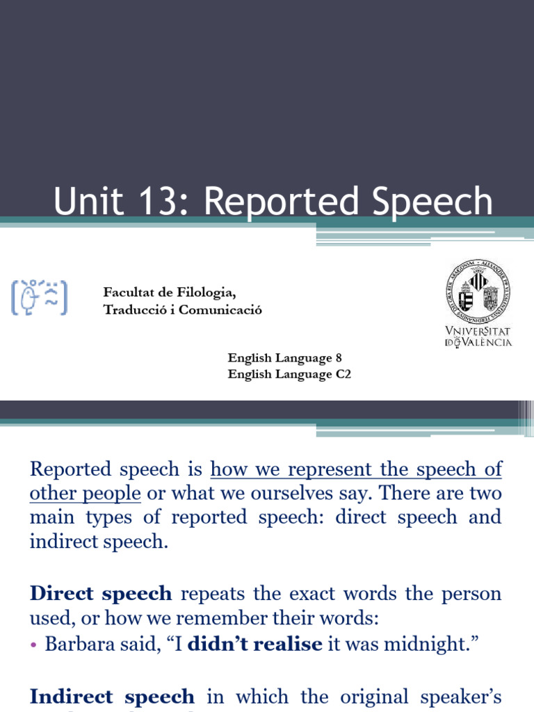 Reported Speech - Explanation | PDF | Syntax | Linguistics