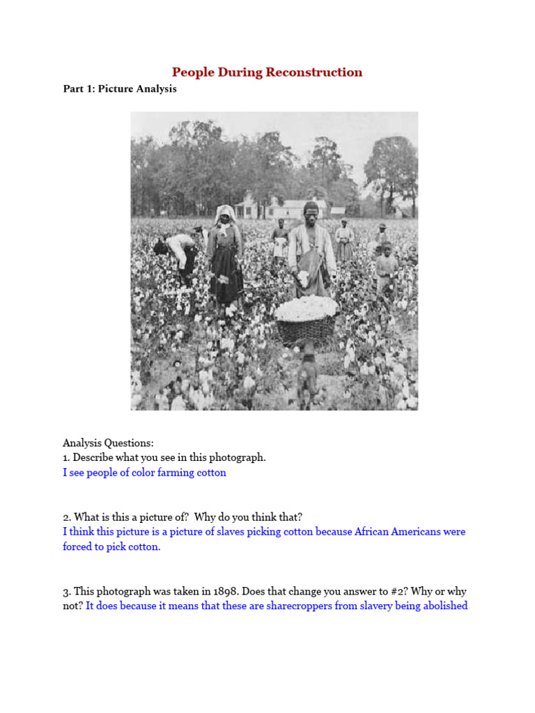 Crellen Hopkins - Reconstruction Inquiry 2 | PDF | Slavery | The United ...