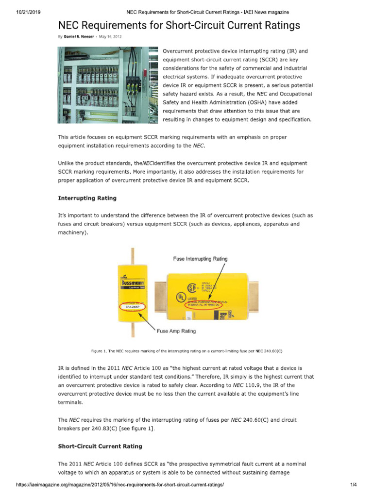 NEC Requirements For Short-Circuit Current Ratings - IAEI News Magazine ...
