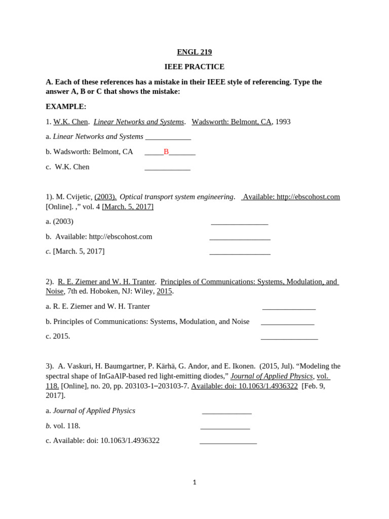 Engl 219 Ieee Practice | PDF | Physical Sciences | Electrical Engineering