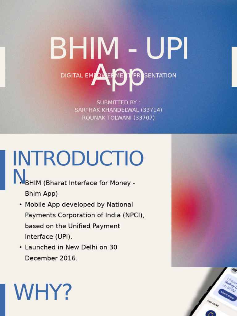 Bhim Upi Preesentation | PDF | Service Industries | Financial Technology