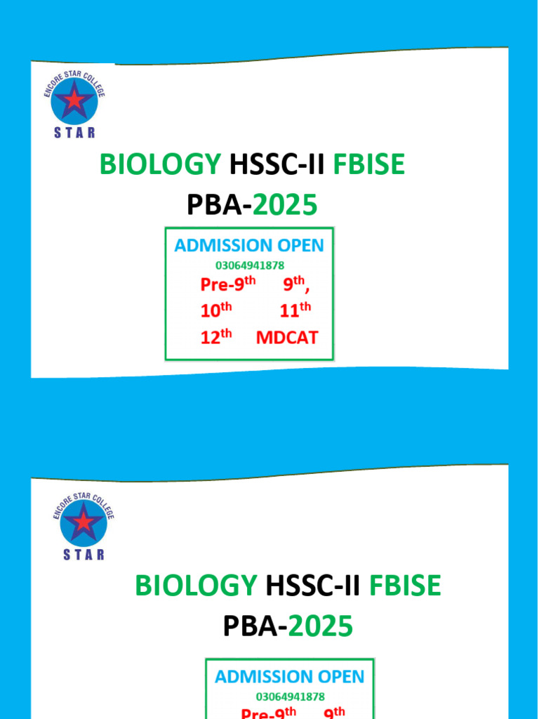 Fbise Hssc-Ii Biology (Pba) 2025 Encore Star College & Academy 0306 ...