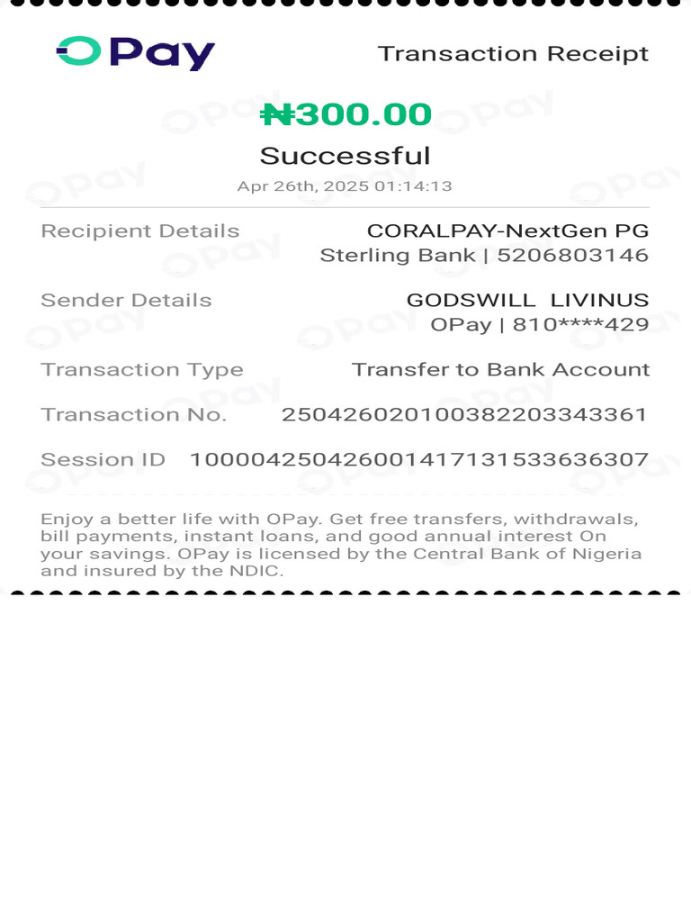 Sterling Bank Transaction Receipt | PDF