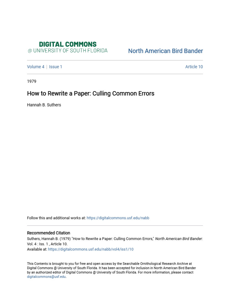 How To Rewrite A Paper Culling Common Errors | PDF