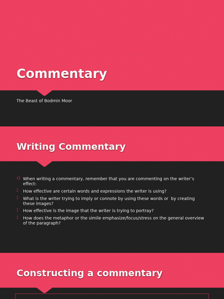 Commentary - PPT - The Beast of Bodmin of Moor | PDF | Verb | Cats