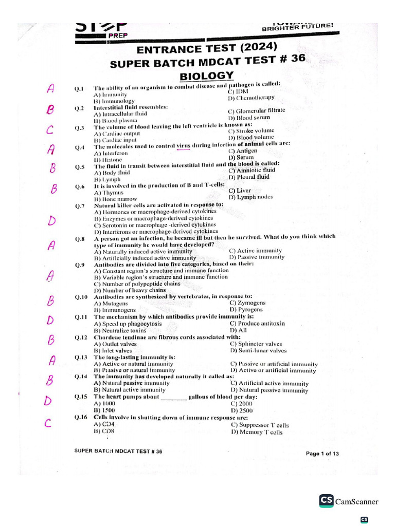 Step 2024 Sb Test 36 + Key | PDF