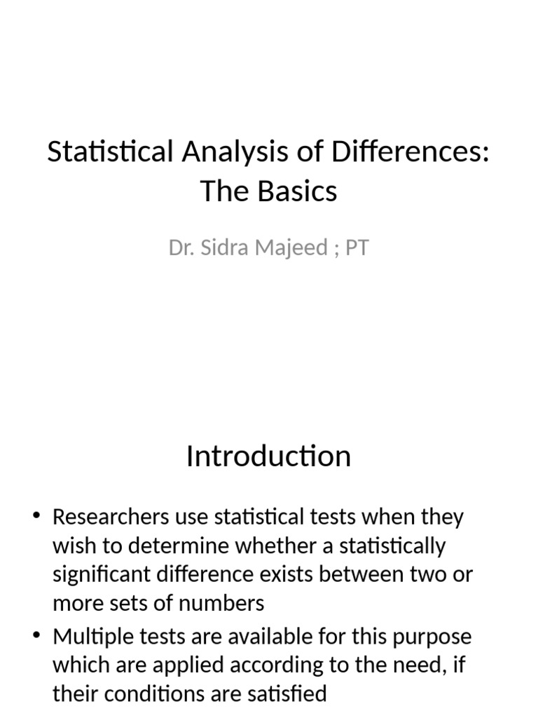 Statistical Analysis of Differences The Basics | PDF | Statistics | Chi ...