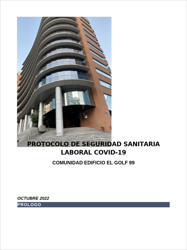 Protocolo de Seguridad Sanitaria Laboral Covid.19 - Comunidad Edificio El Golf 99 | PDF | Lavado ...