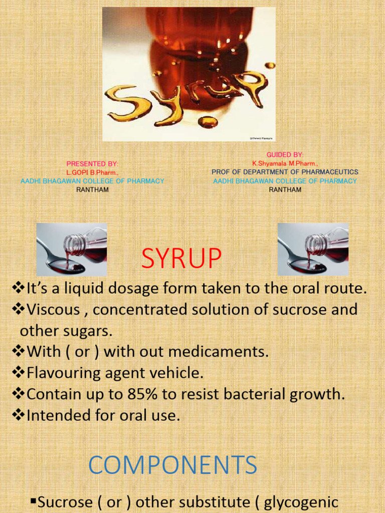 Gualfenesin Syrup: Composition and Storage | PDF