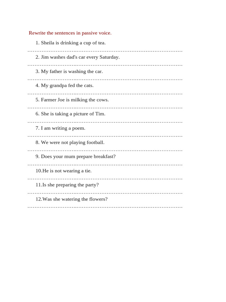 Passive Voice Homework | PDF