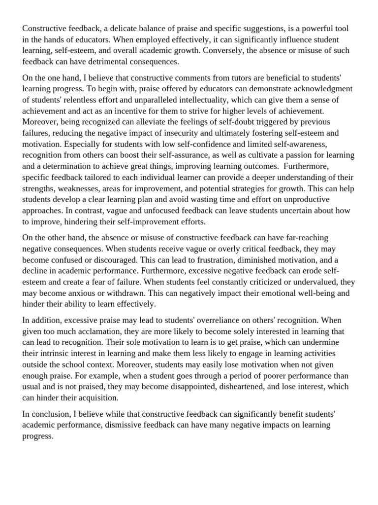 Constructive Feedback | PDF | Motivation | Motivational