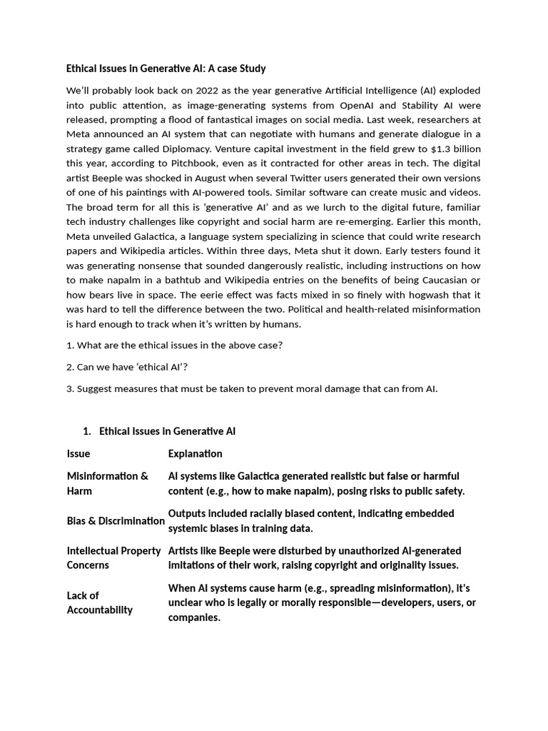 Case Study On AI Ethical Issues | PDF | Artificial Intelligence ...