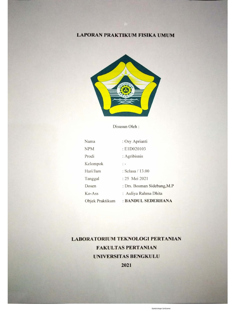 Lp4.prak Fisika - Bandul Sederhana - Osy Aprianti - E1d020103 | PDF