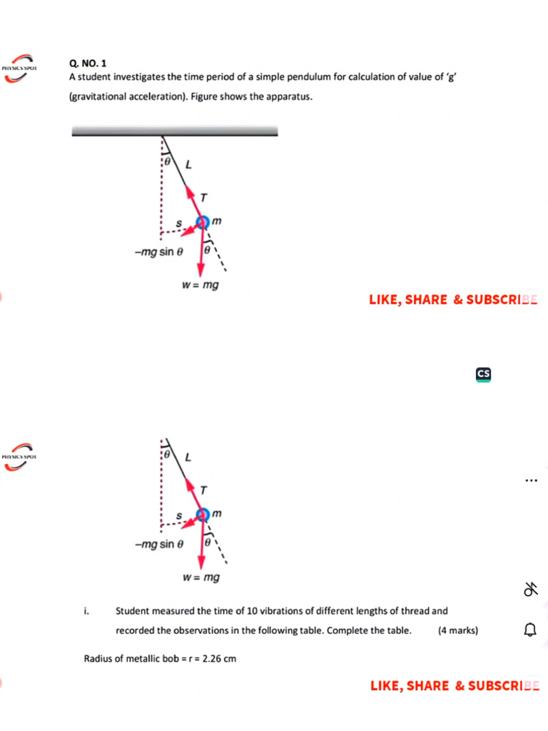 Value of g Simple Pendulum | PDF