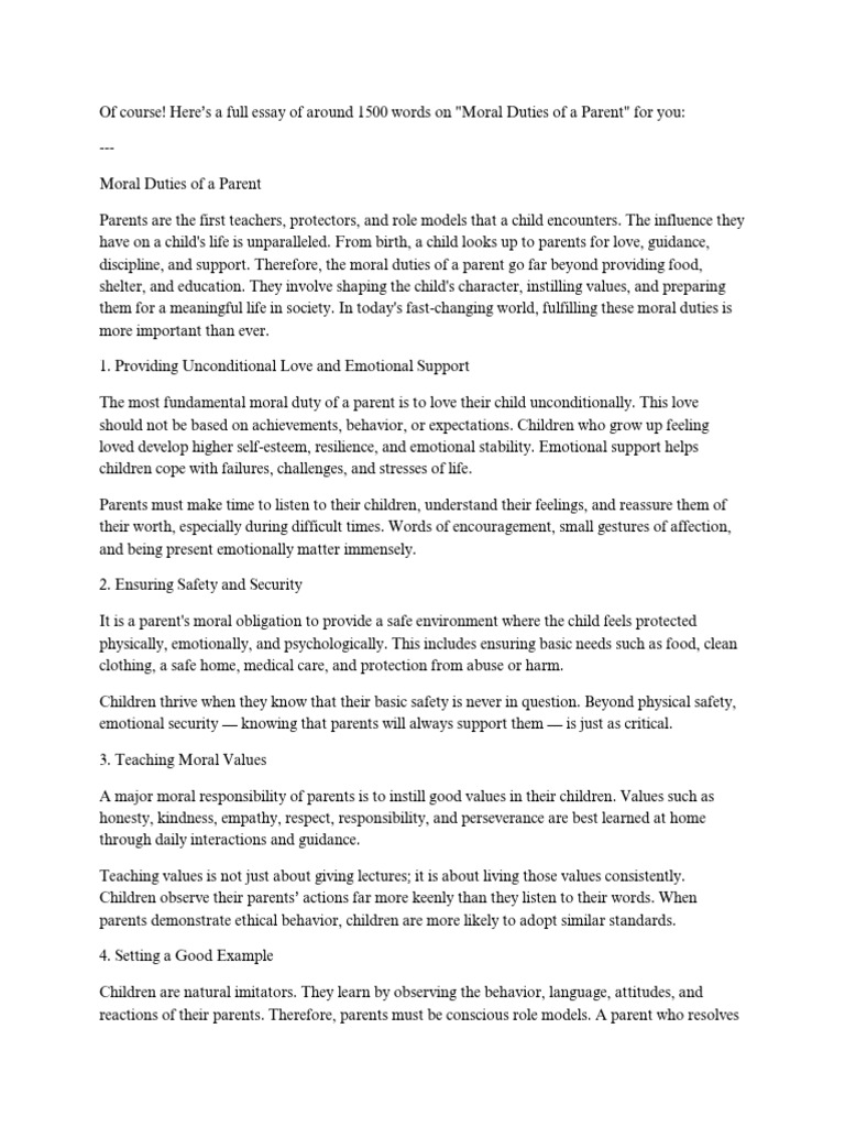 Essential Moral Duties of Parents | PDF | Psychological Resilience ...
