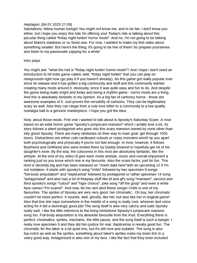 Friday Night Funkin Horror Mods Vid Script PT 1 Cuz I Need To Upload 5 ...
