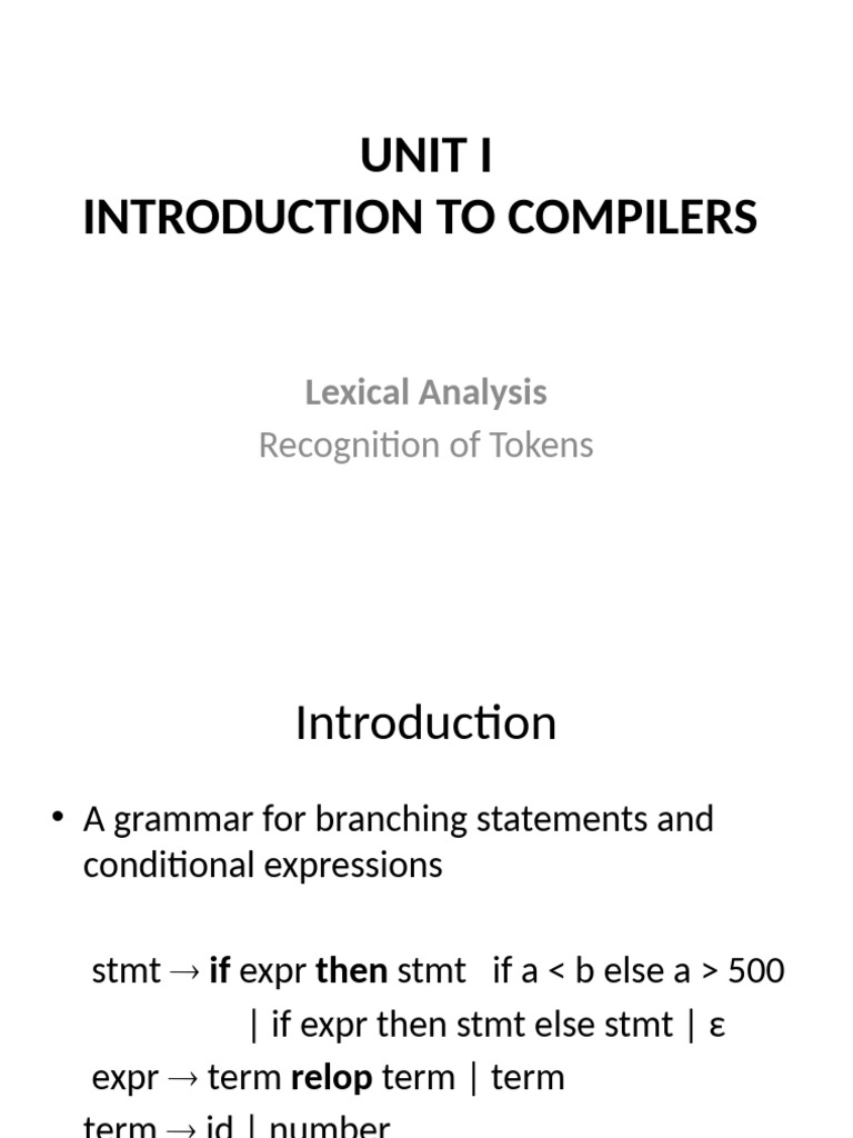 Recognition of Tokens | PDF