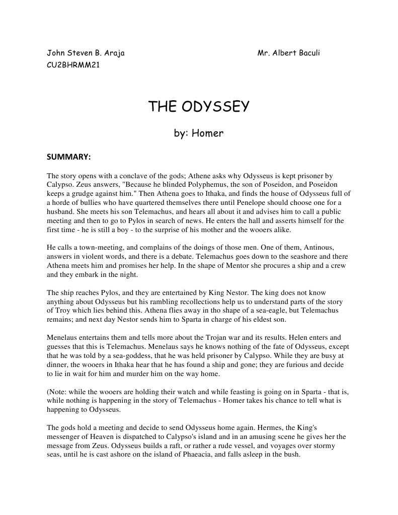 The Odyssey: By: Homer | PDF | Odysseus | Agamemnon