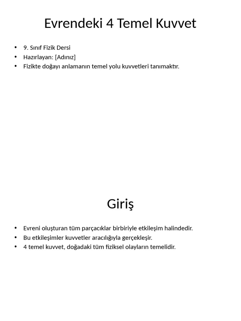 Evrendeki 4 Temel Kuvvet Detayli | PDF