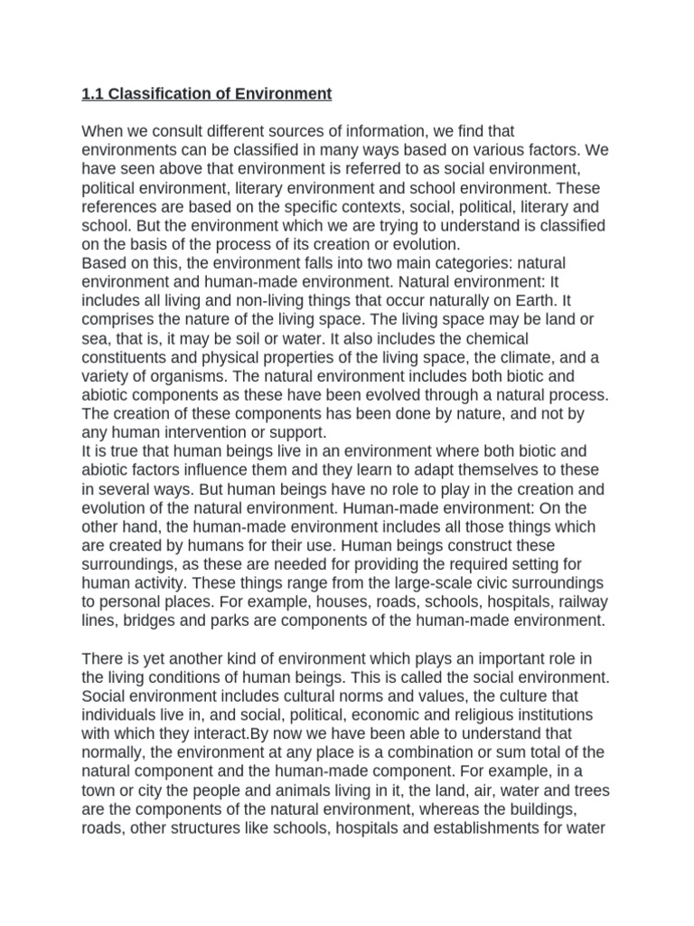 Natural vs Human-Made Environments | PDF | Natural Environment | Nature