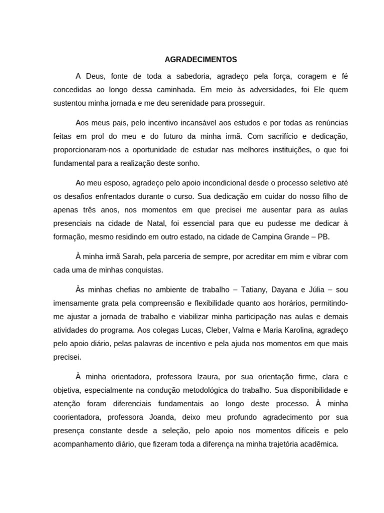 Agradecimentos - Formatado Abnt | PDF