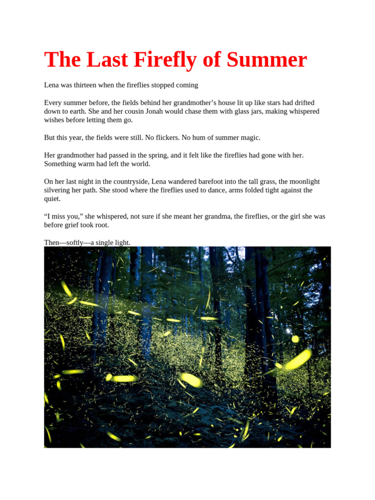 The Last Firefly: A Summer's Wish | PDF