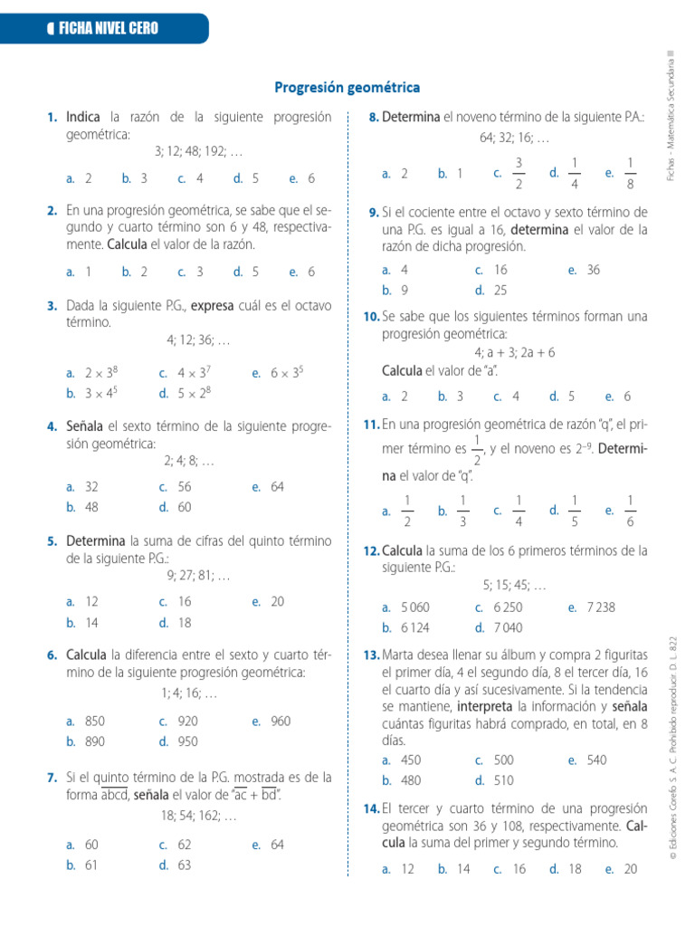 F0 - Progresión Geométrica | PDF