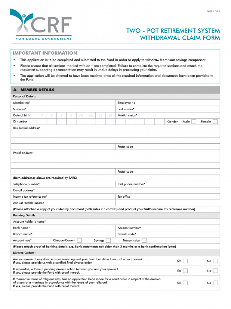 Two Pot Withdrawal Form 28 August 2024 | PDF