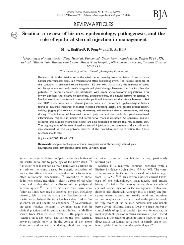 (2007) (Stafford) Sciatica - A Review of History, Epidemiology, Pathogenesis, and The Role of ...