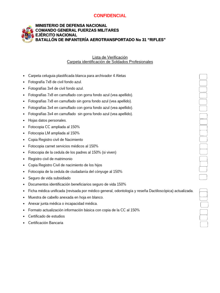 LISTA DE VERIFICACIÓN- CARPETA IDENTIFICACION SLP | PDF