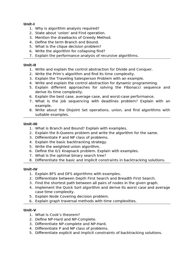 Important Questions For DAA (1) (AutoRecovered) | PDF