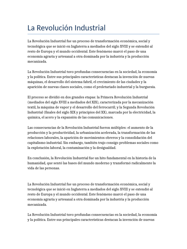 La Revolucion Industrial | PDF | Revolución industrial | Capitalismo