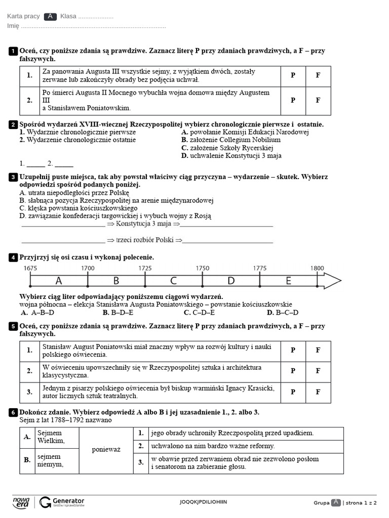 Rozdział V. Lekcja Powtórzeniowa Karta Pracy | PDF