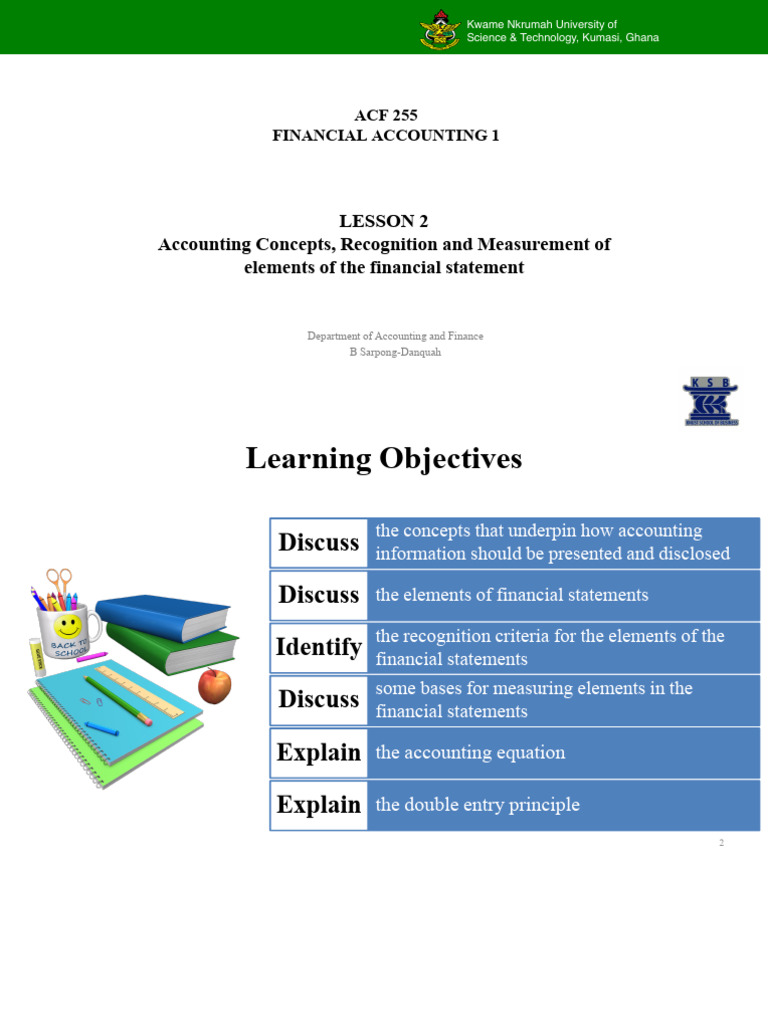 Lesson 2 Accounting Concepts Recognition and Measurement of Elements of ...