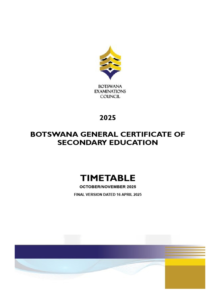 2025 Bgcse Final Timetable - 16.04.25 | PDF