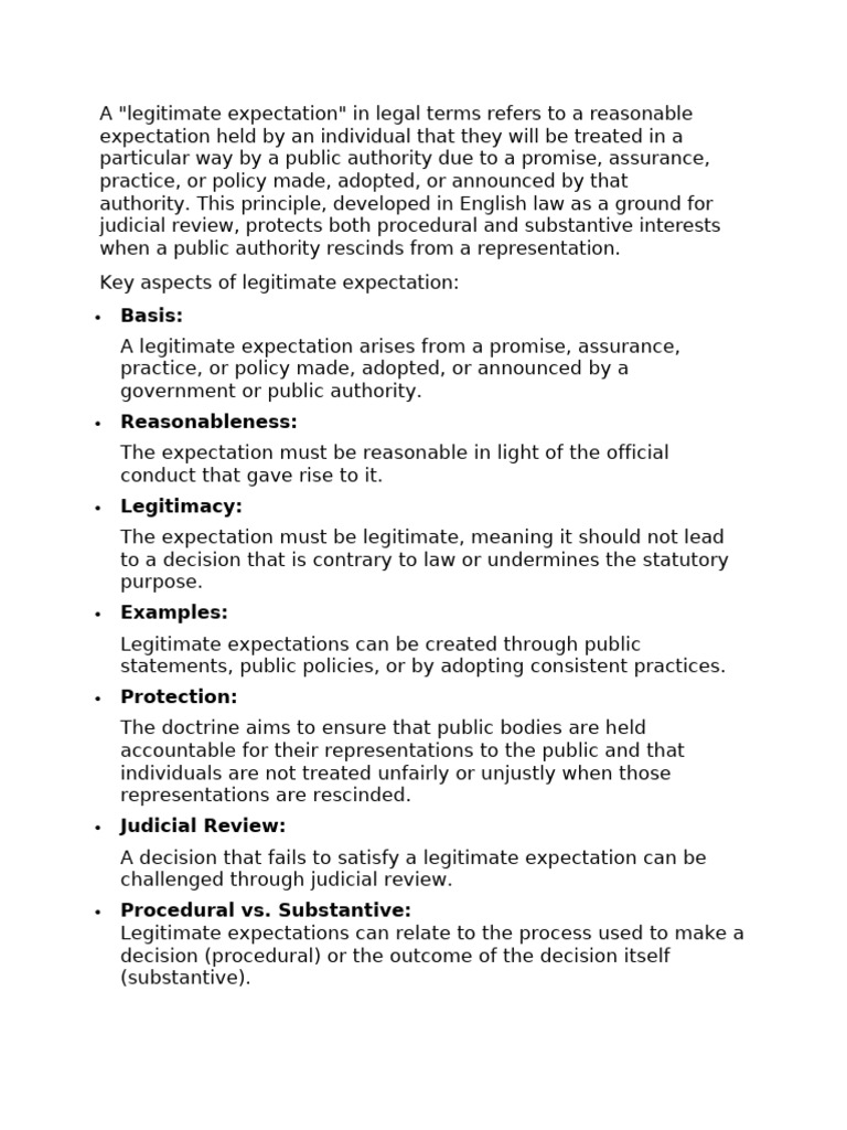 Understanding Legitimate Expectation in Law | PDF