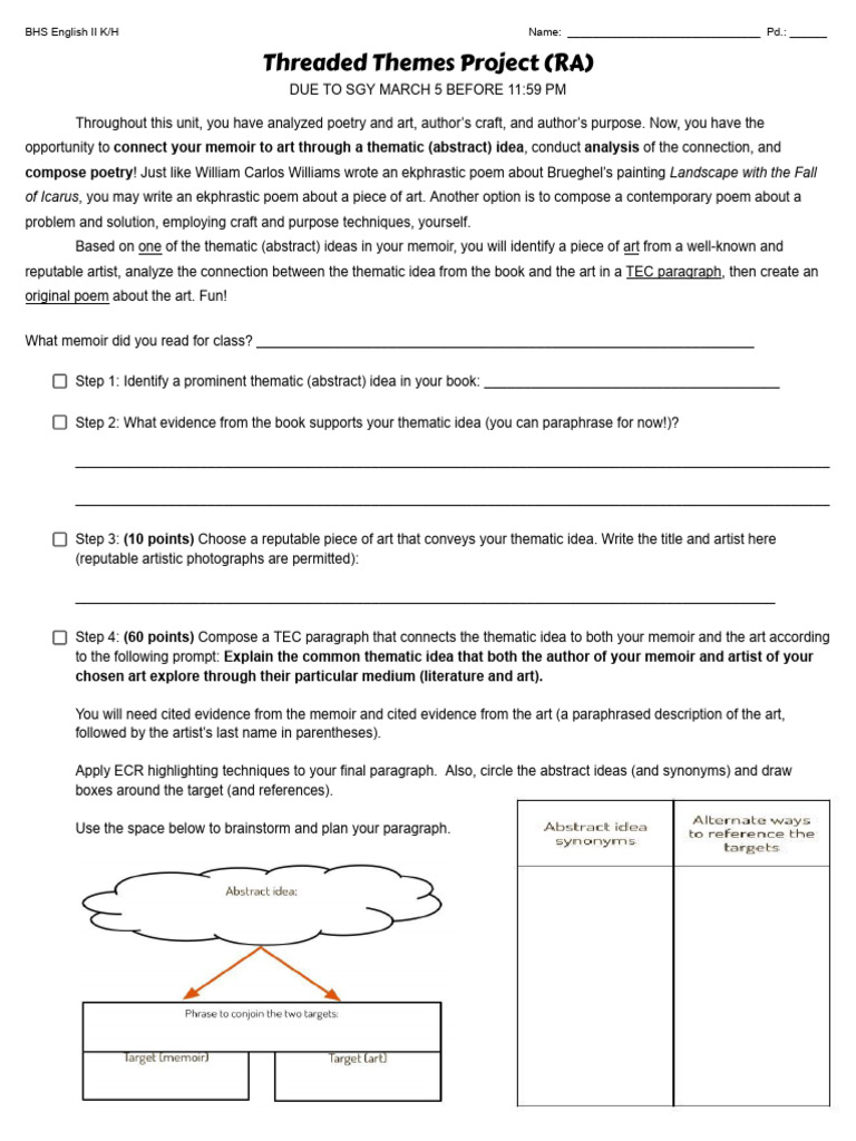 25 Info Sheet - Threaded Themes Project (RA) | PDF | Poetry | Metaphor
