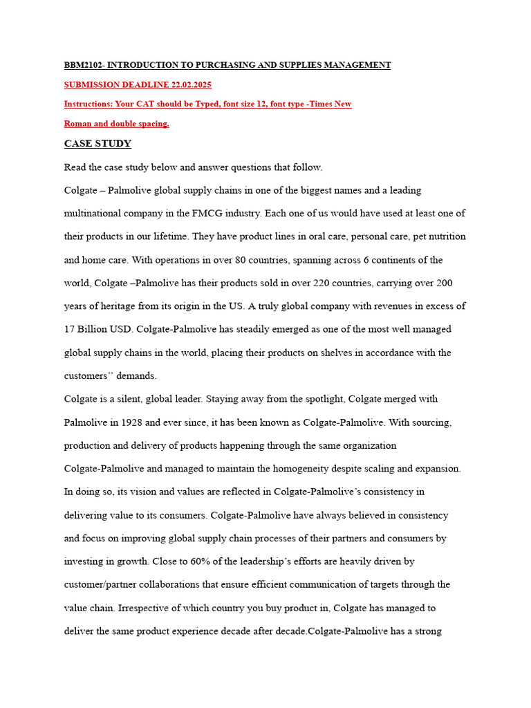 Introduction To Purchasing and Supplies Management Assignment | PDF | Supply Chain | Product ...