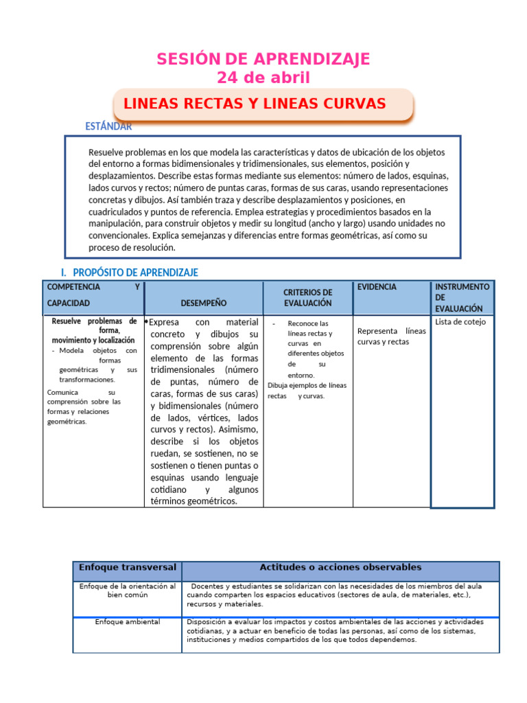 Sesión de Aprendizaje Matemática | PDF | Geometría | Aprendizaje