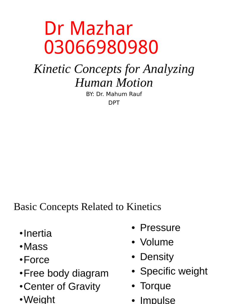 Kinetic Concepts For Analyze Human Motions ... DR Mazhar 03066980980 | PDF | Force | Weight