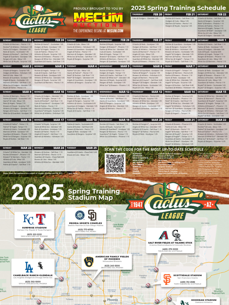 2025 Cactus League Schedule Overview | PDF | Chicago Cubs | Phoenix