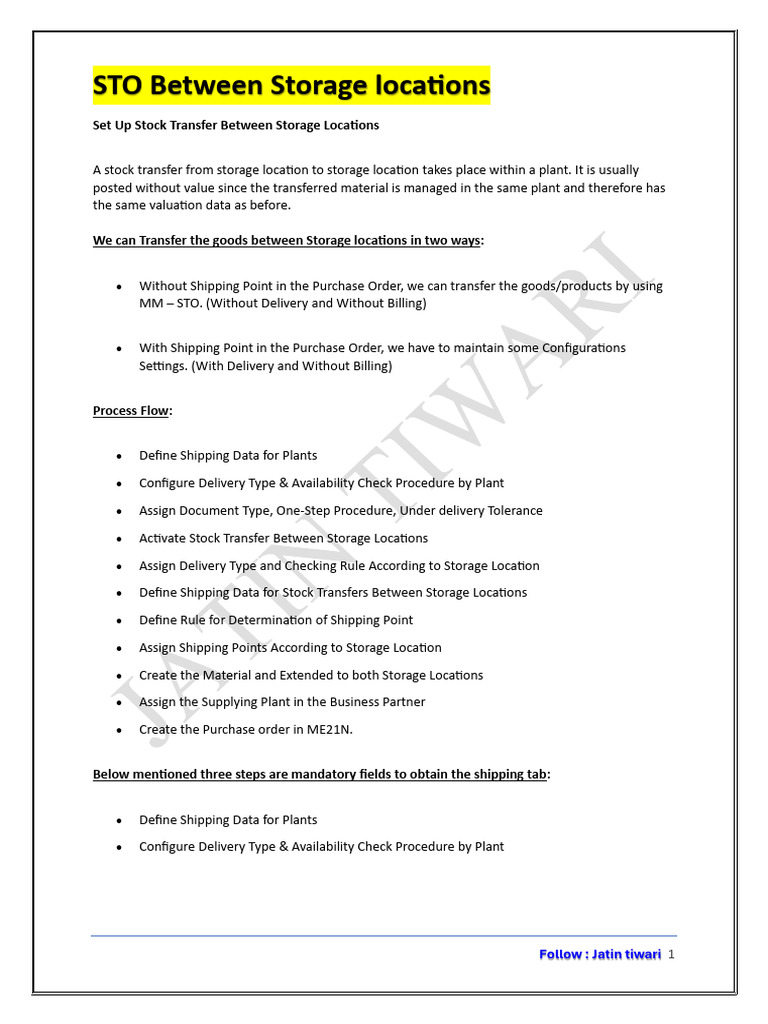 Stock Transfer Between Storage Locations | PDF | Logistics | Computing