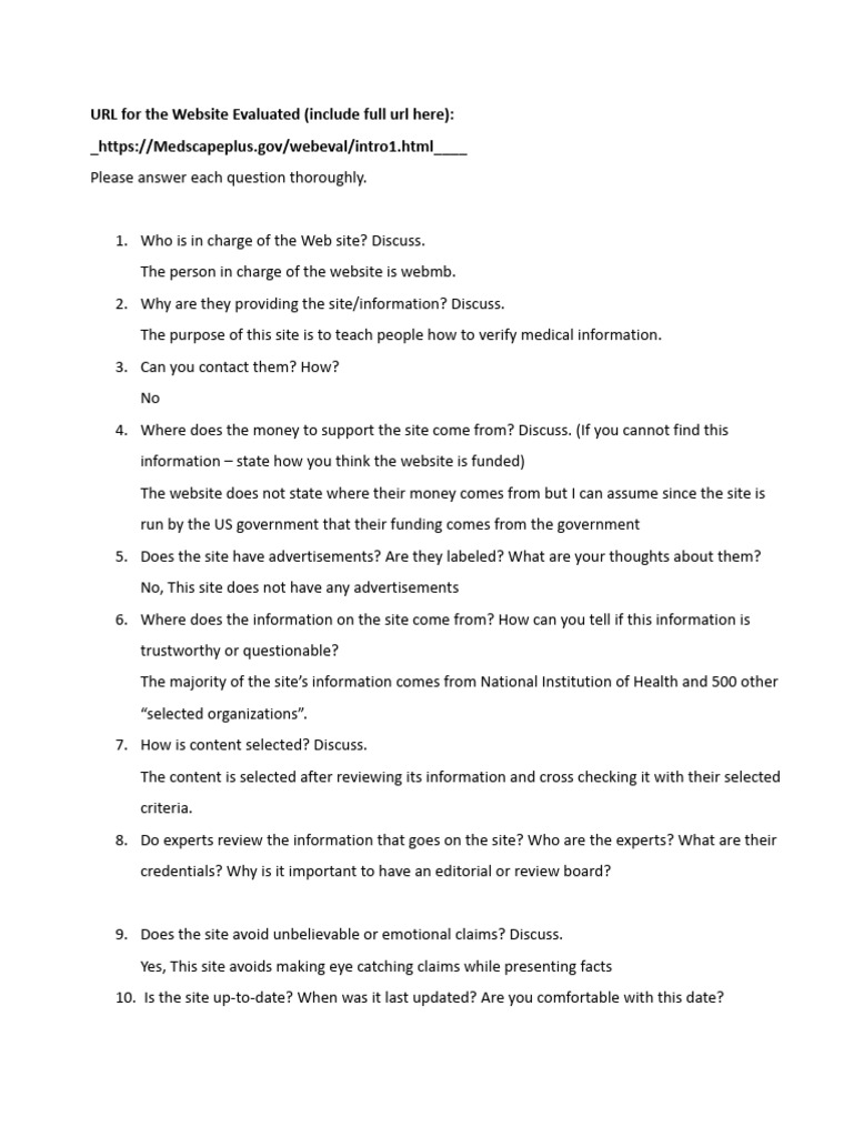 Evaluating Health Information Questions | PDF | Websites | Http Cookie